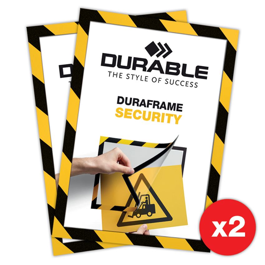 Duraframe® Security Gul/Sort - A4 magnetramme